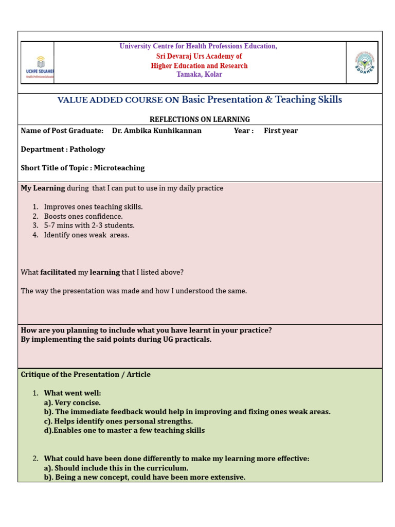 Reflection Assignment | PDF