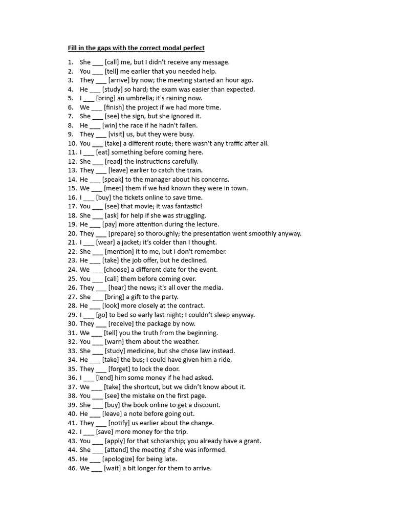 Modal Perfects 2024-2025 (With Answers) | PDF