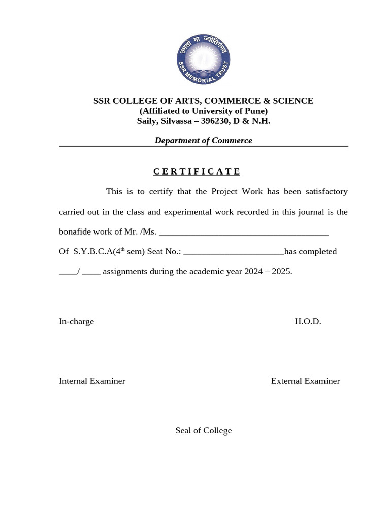 SYBCA Certificate | PDF