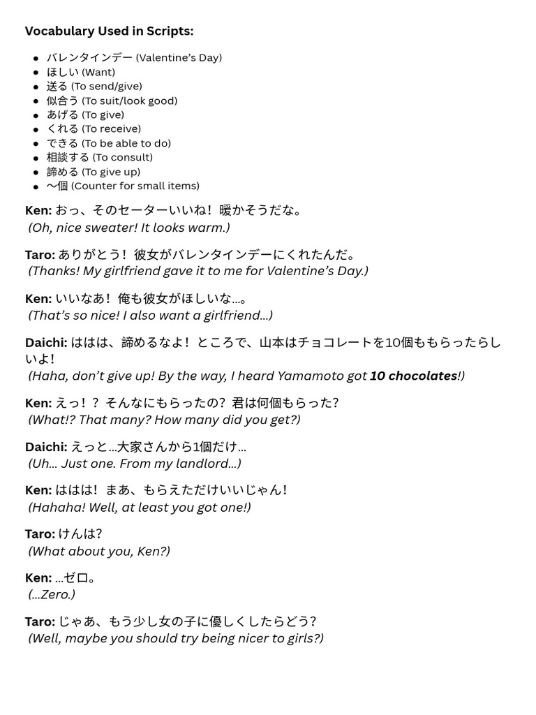 Vocabulary Used in Scripts | PDF