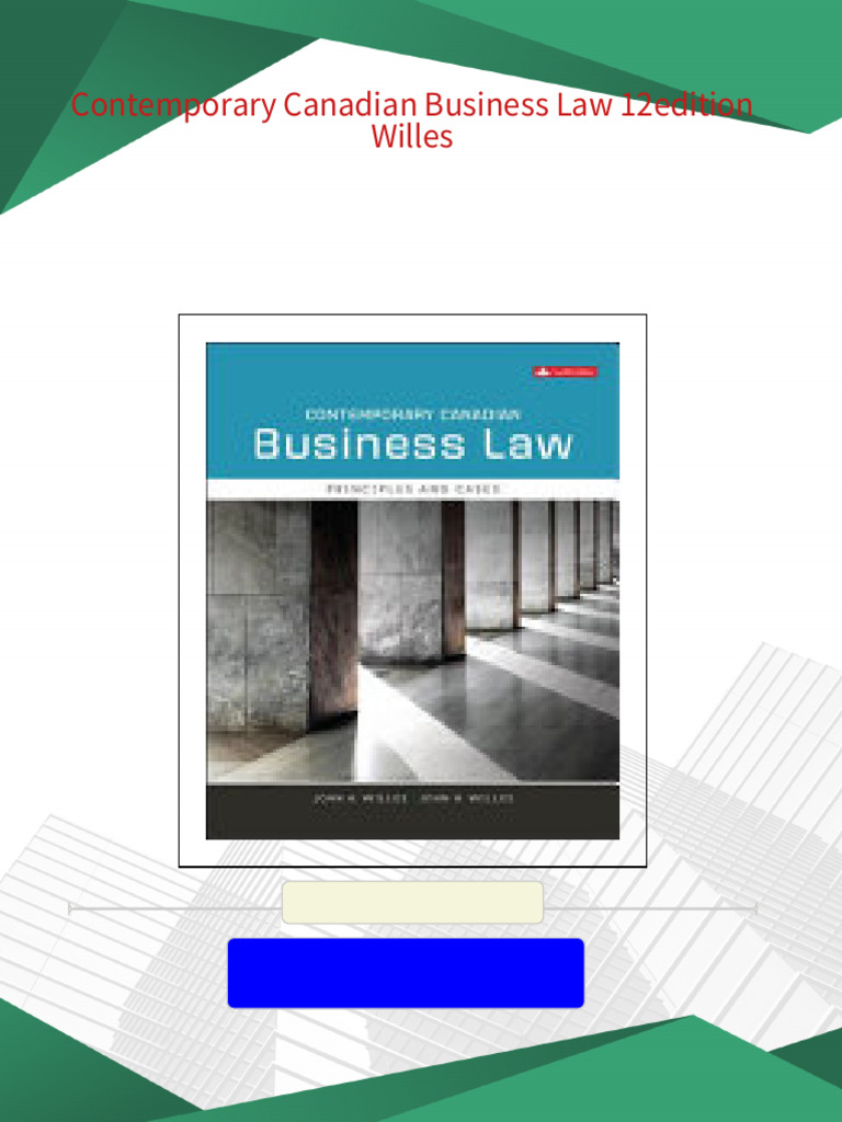 Contemporary Canadian Business Law 12edition Willes - The Ebook With ...