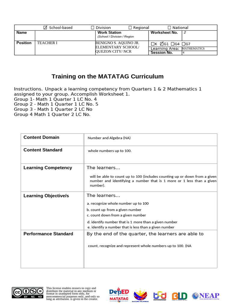 Session-4_Worksheet-2_-MATHEMATICS_G1_answer | PDF | Mathematics | Pedagogy