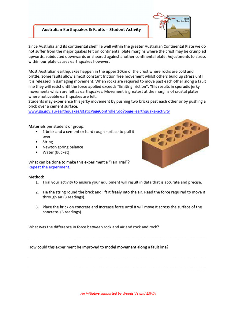 Australian Earthquakes Faults - Student Activities | PDF | Earthquakes ...
