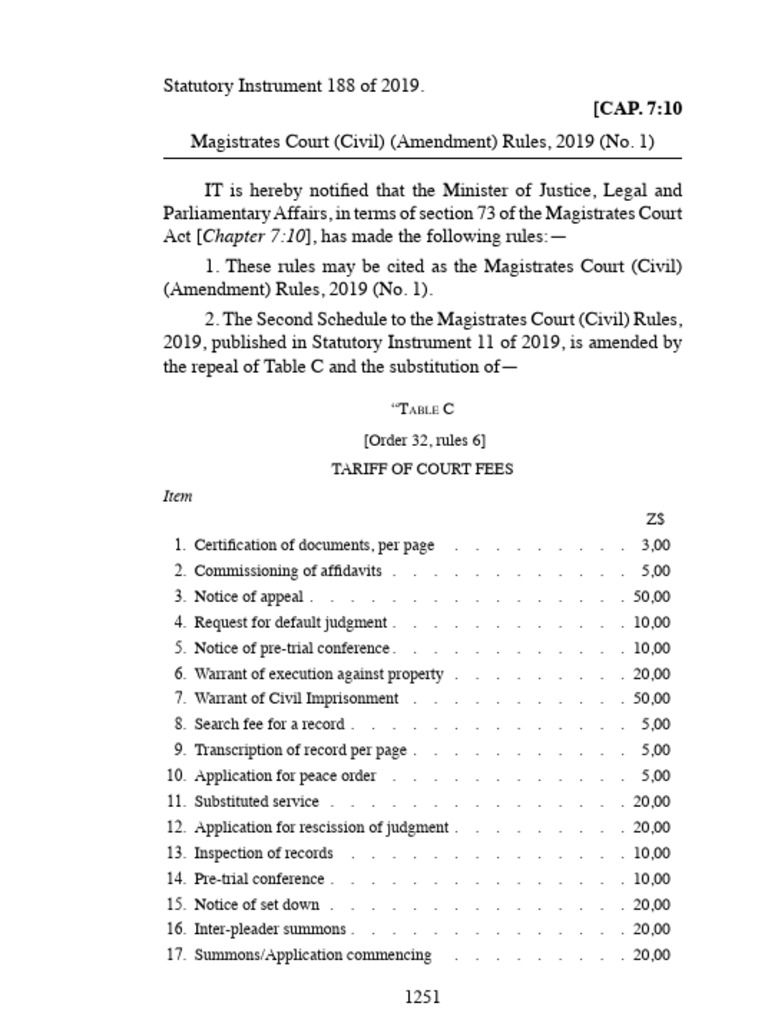 Magistrates Court (Civil) Rules S.I. 2019-11 | PDF | Judgment (Law ...