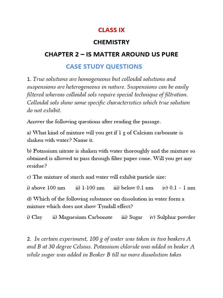 1631859545CLASS IX Chapter 2 Case Study | PDF | Mixture | Sodium Hydroxide