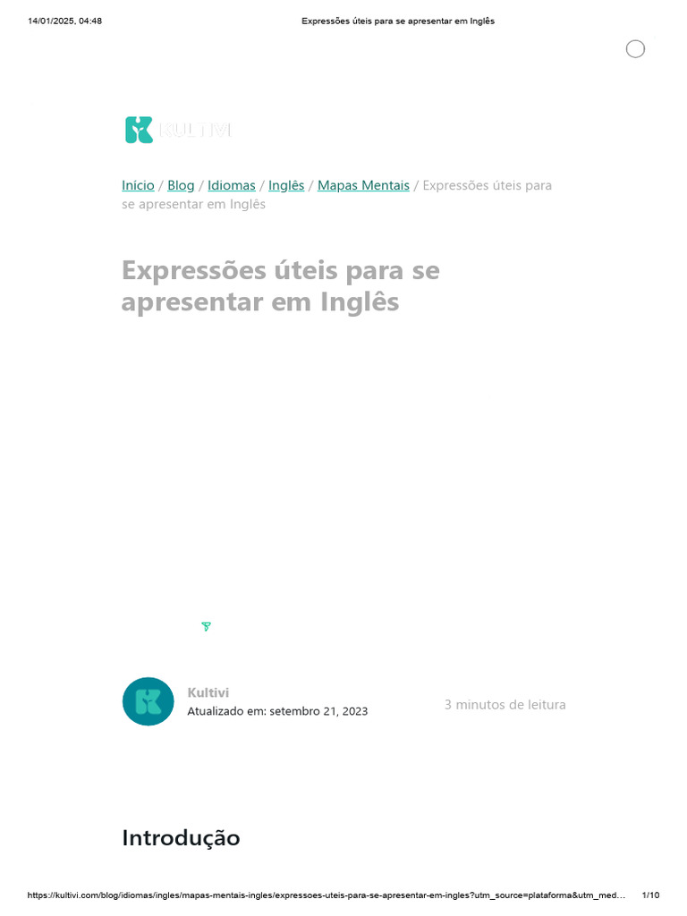Expressões Úteis para Se Apresentar em Inglês | PDF | Língua inglesa