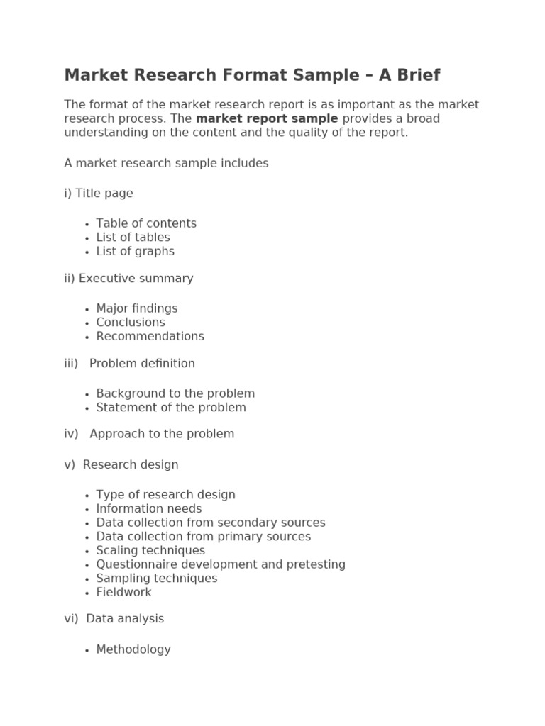 Market Research Format Sample | PDF | Methodology | Data Analysis