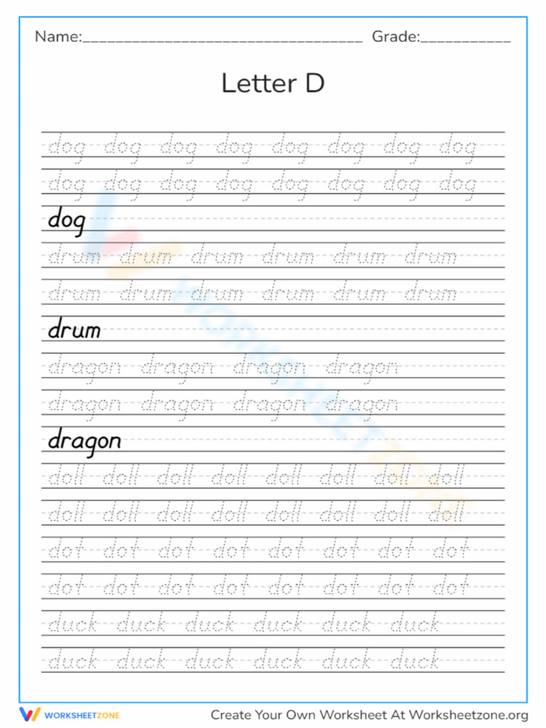 Letter D Handwriting Practice | PDF