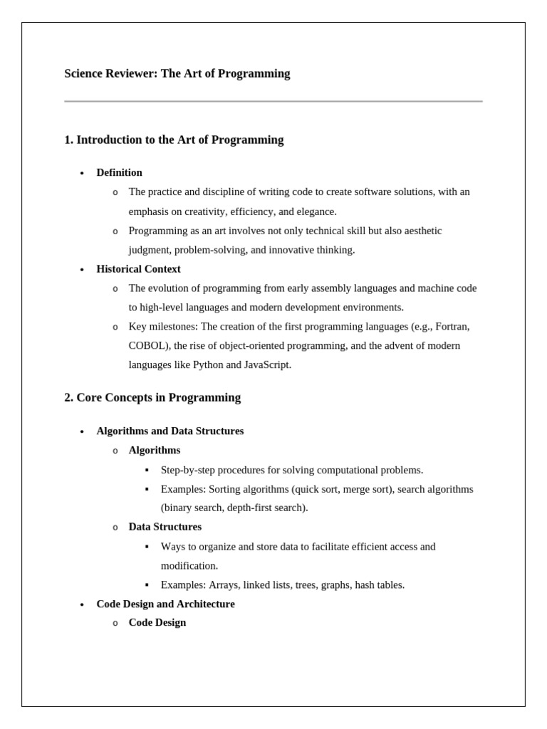 Reviewer - The Art of Programming - Muqaddas Bin Tahir | PDF | Computer ...