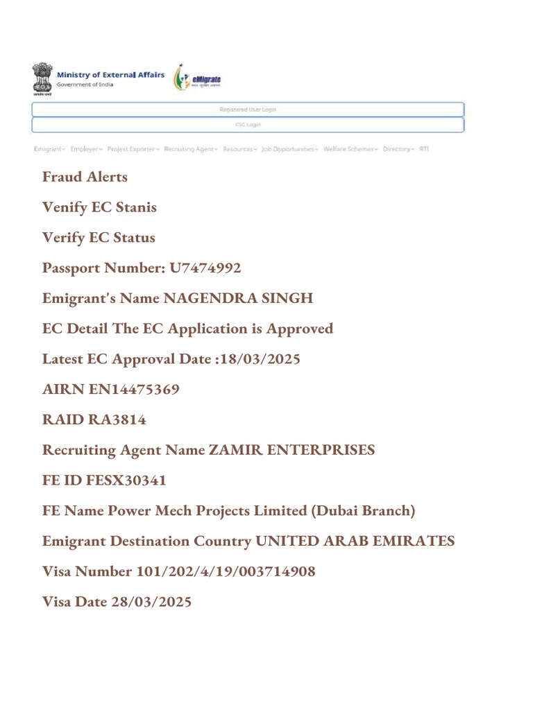 Approved EC Details for Nagendra Singh | PDF