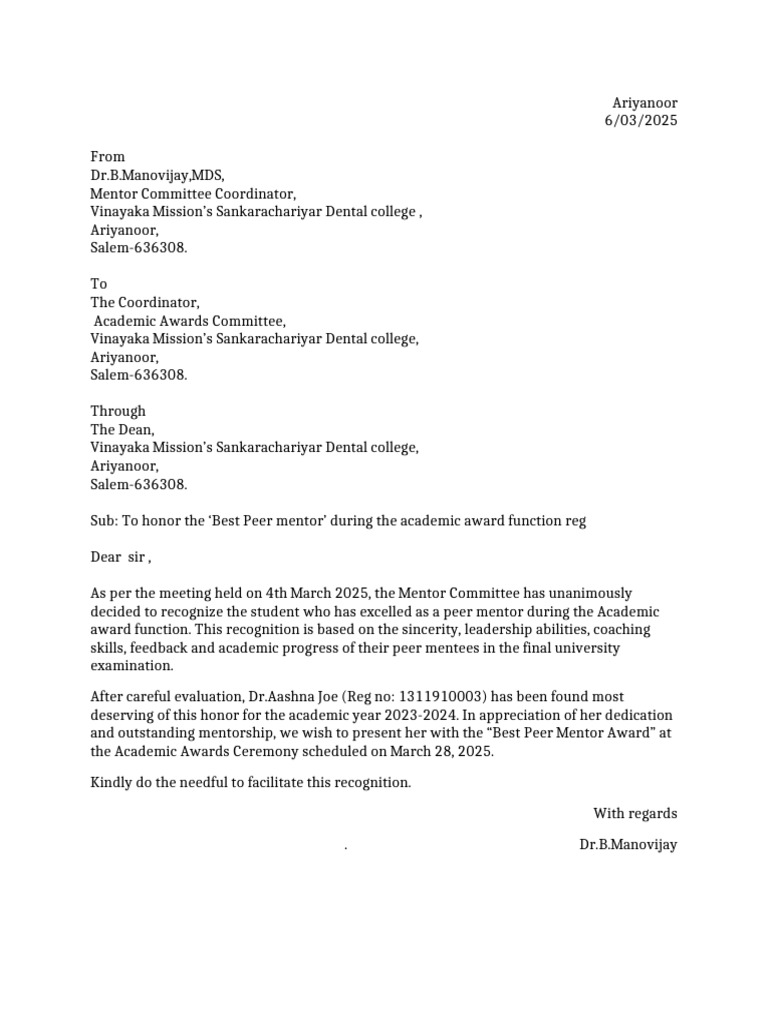 mentor recommendation letter | PDF