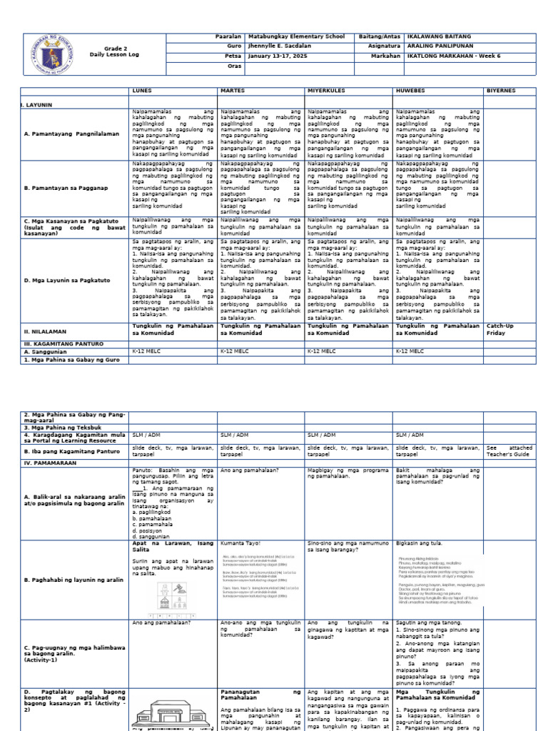 Q3 Week6 DLL Ap 2 | PDF