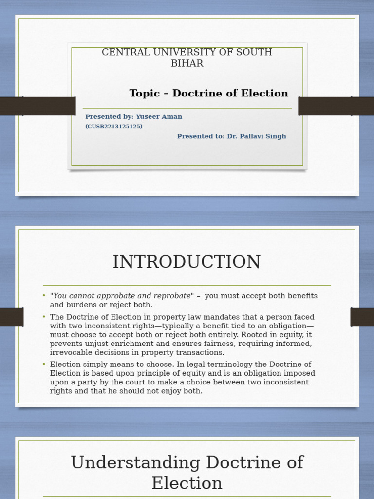 Doctrine of Election | PDF | Will And Testament | Civil Law (Legal System)