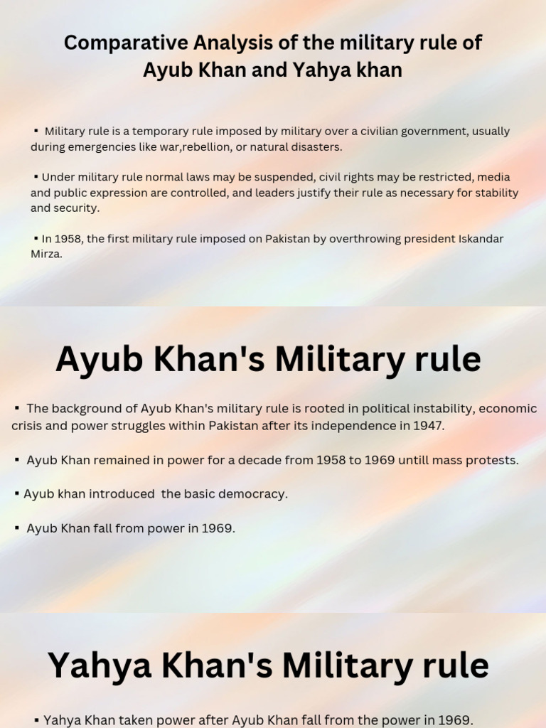 Comparative Analysis of Ayub & Yahya Khan | PDF | Martial Law ...