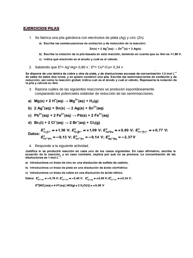 Ejercicios de Pilas para EVAU | PDF