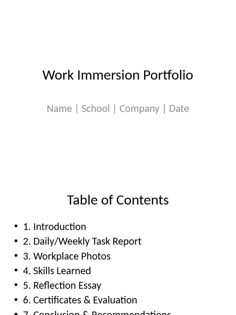 Work Immersion Portfolio | PDF