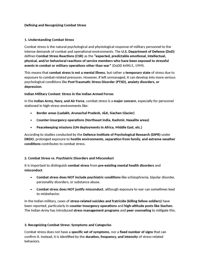 Military psychology: combat stress | PDF | Stress (Biology) | Mental ...