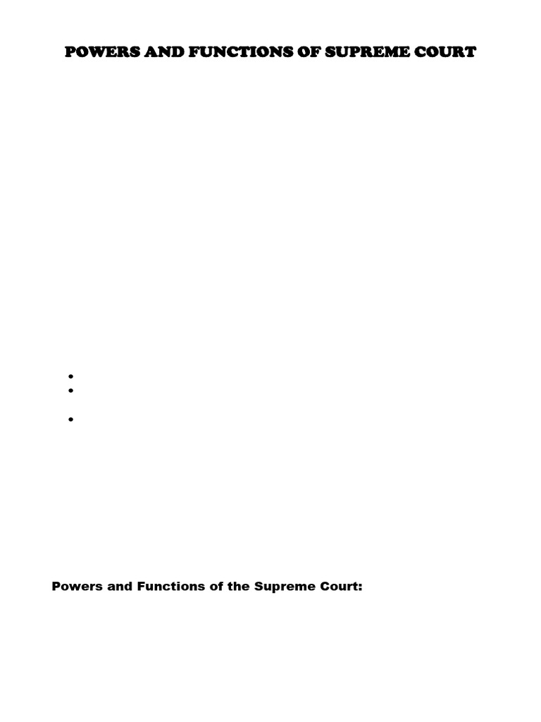 Powers and Functions of Supreme Court | PDF | Supreme Court Of The ...
