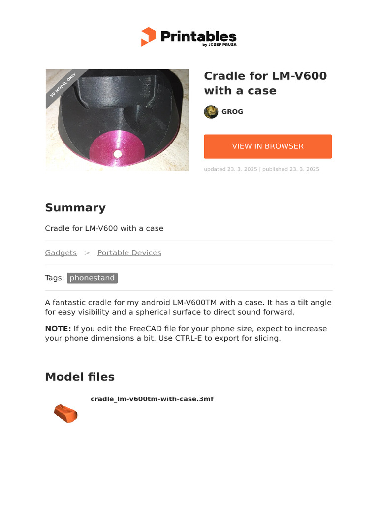 Cradle For LM v600 With A Case | PDF