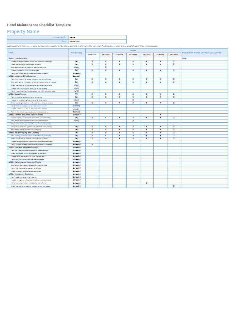 IC Hotel Maintenance Checklist Template 12304 | PDF | Refrigerator ...