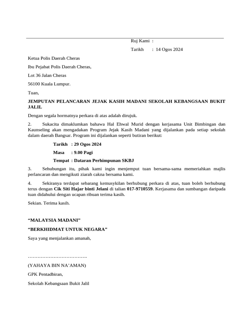 Surat Jemputan IPD CHERAS | PDF