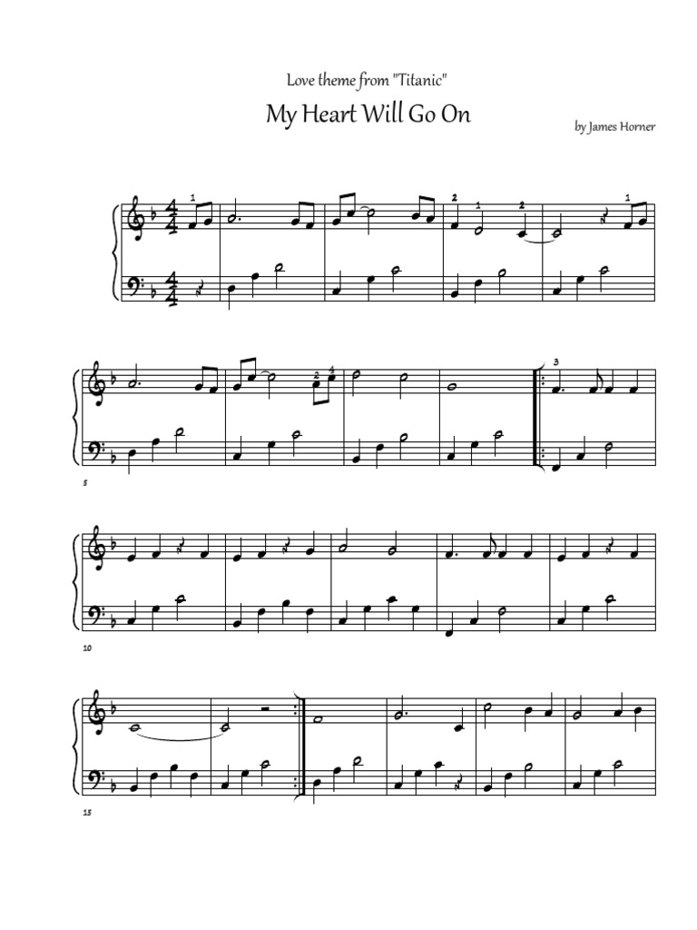 My Heart Will Go On - Piano Beginners | PDF