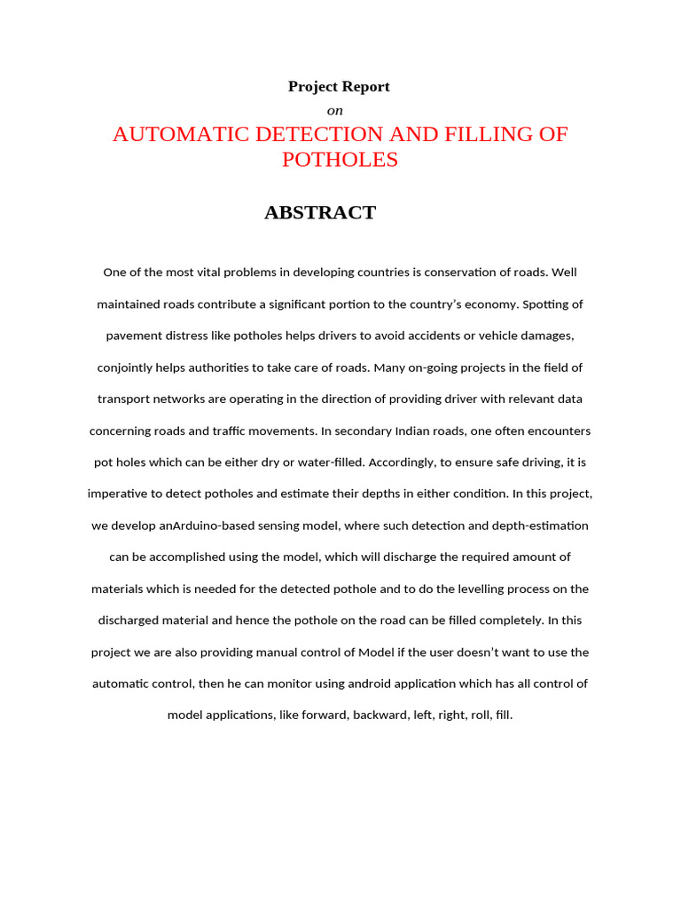 Pot Hole Detection Robot Report | PDF | Embedded System | Programming Language