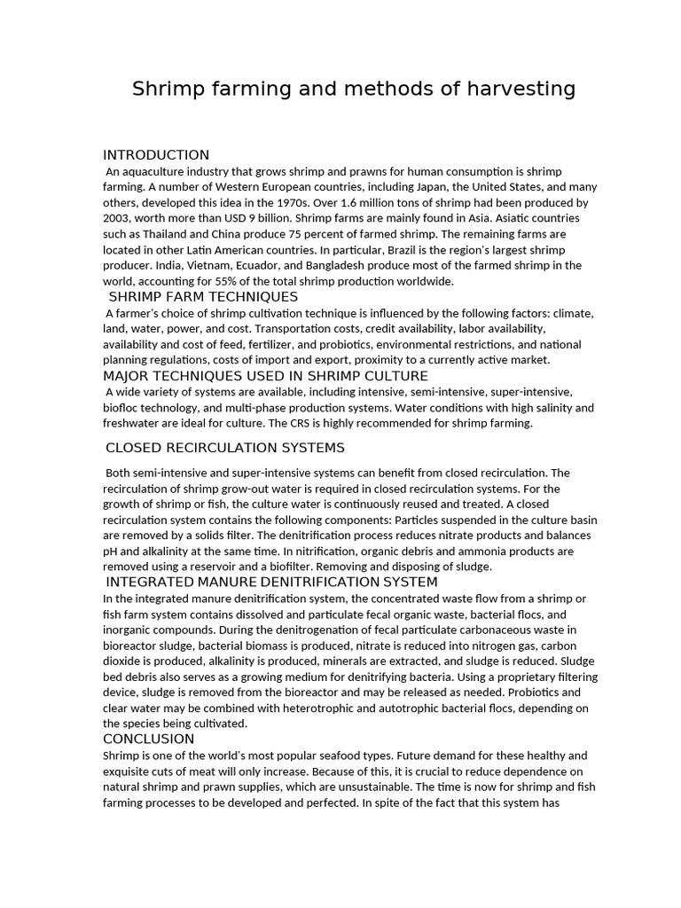Shrimp Farming and Methods of Harvesting | PDF | Shrimp | Agriculture