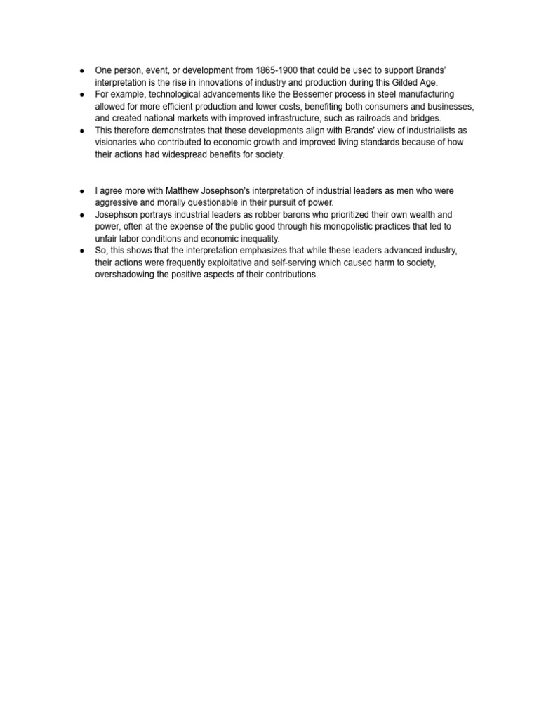 Gilded Age Paper SAQ Responses | PDF