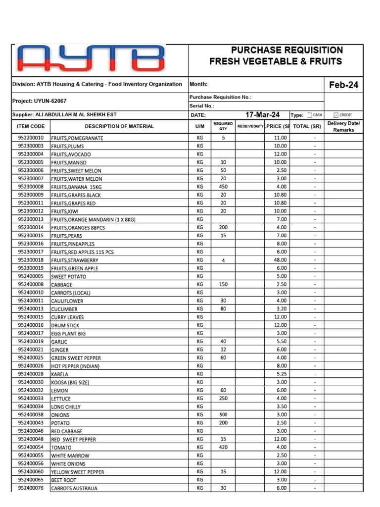 VEGTABLE REG 17-03-2024 | PDF | Fruit | Vegetables