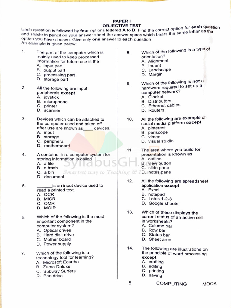2025 FEB MOCK 3 - Computing 1 | PDF | Network Topology | Computer Network