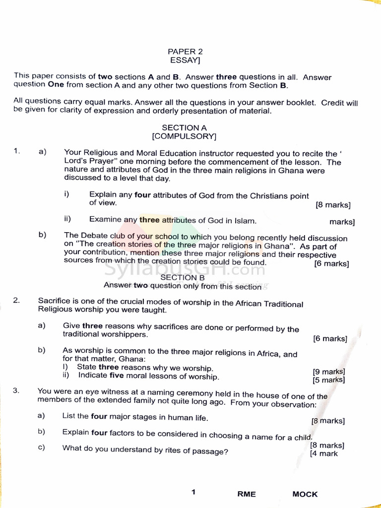 2025 Feb Mock 3 - Rme 2 | PDF | Marriage | Worship