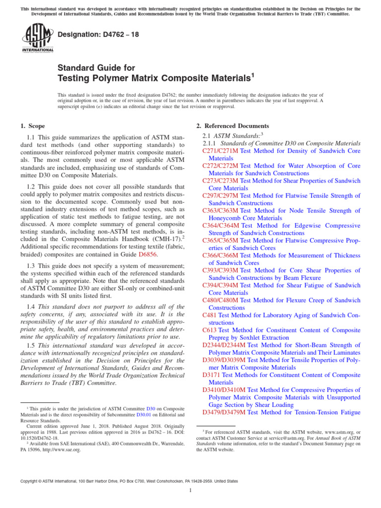 ASTM D4762 - Standard Guide For Testing Polymer Matrix Composite ...