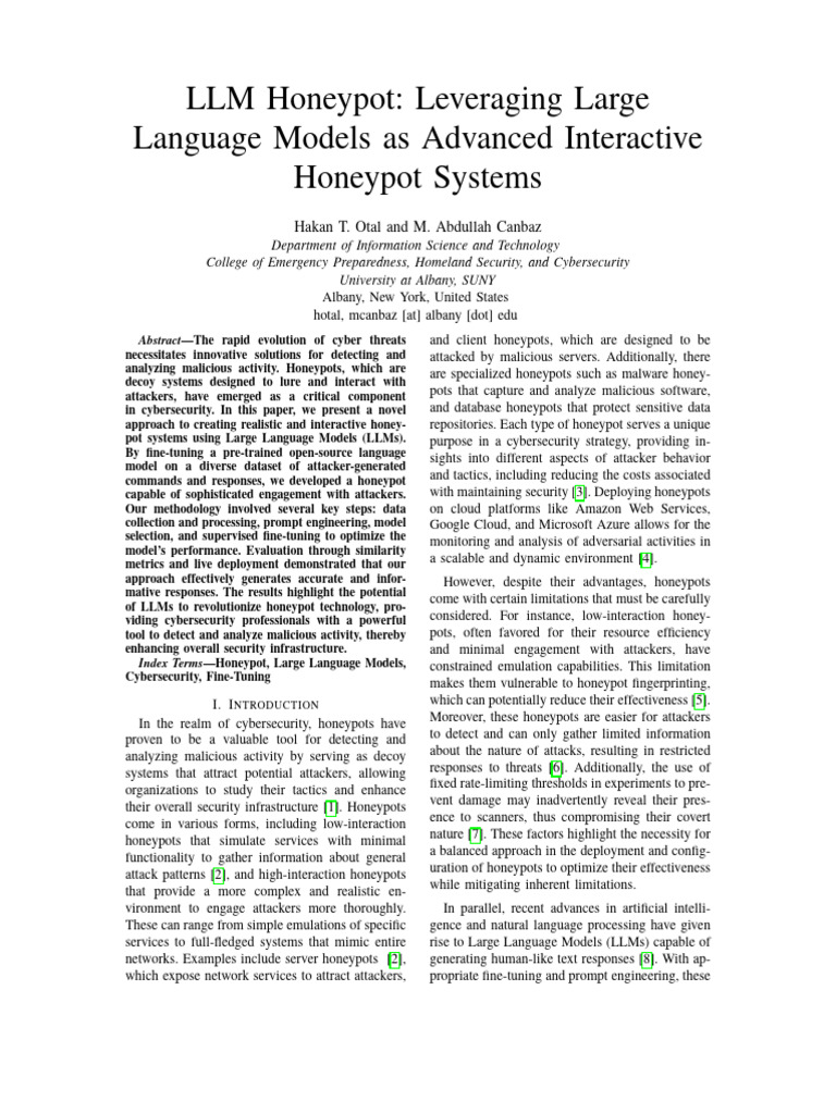 LLM Honeypot Leveraging Large Language Models As A | PDF | Computer Security | Security