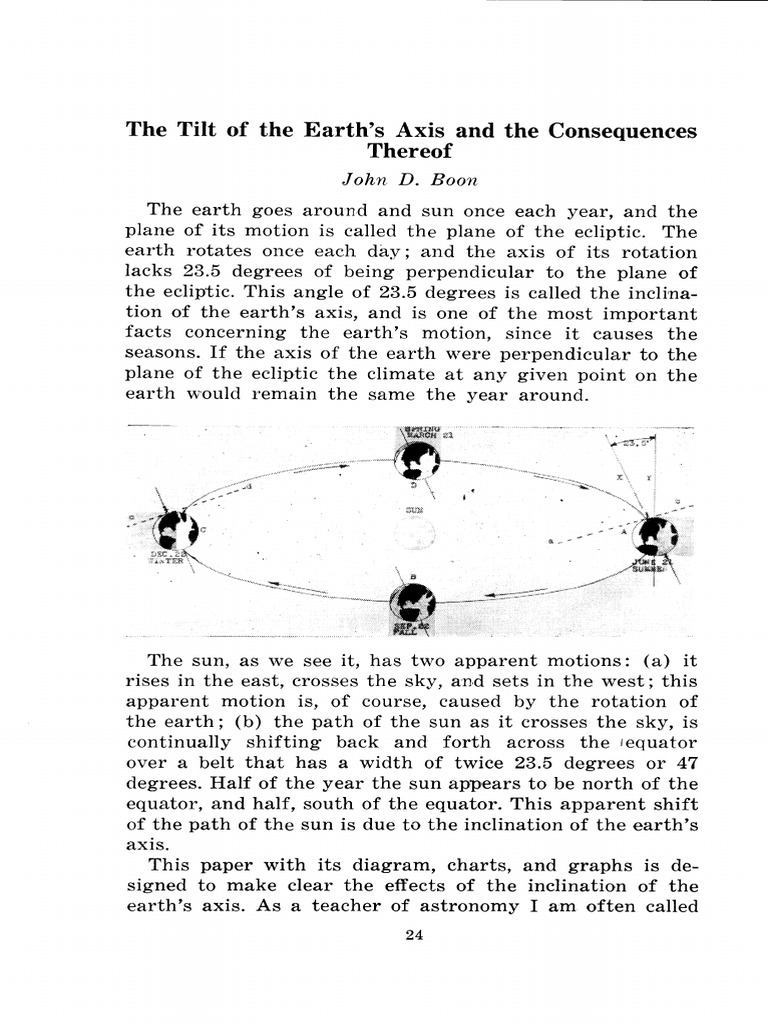 The Tilt of The Earths Axis and The Consequences Thereof | PDF ...