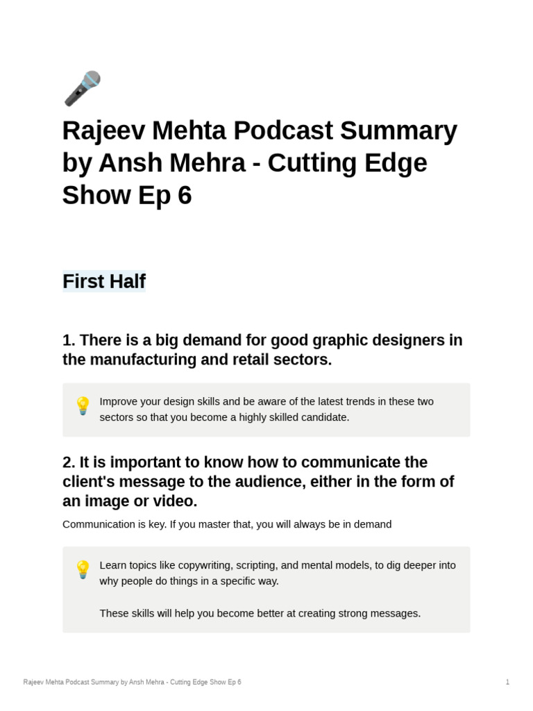 Rajeev Mehta Podcast PDF | PDF | Communication | Human Communication