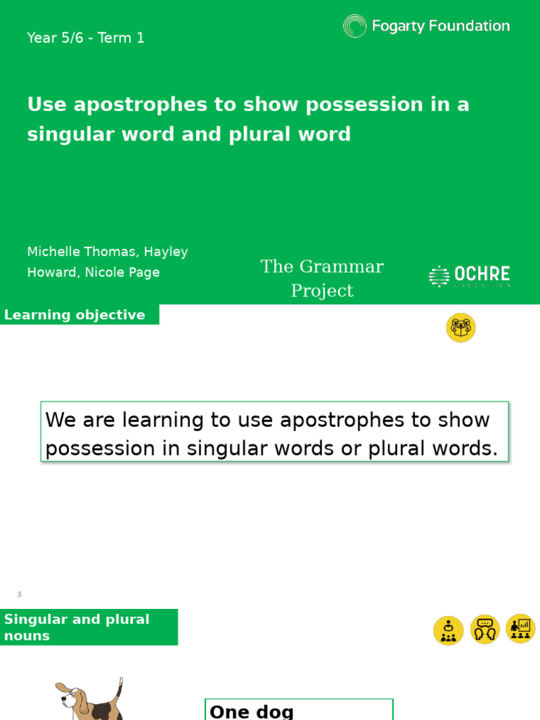 SYNyr5-6t1 Apostrophes - Singular and Plural | PDF | Plural ...