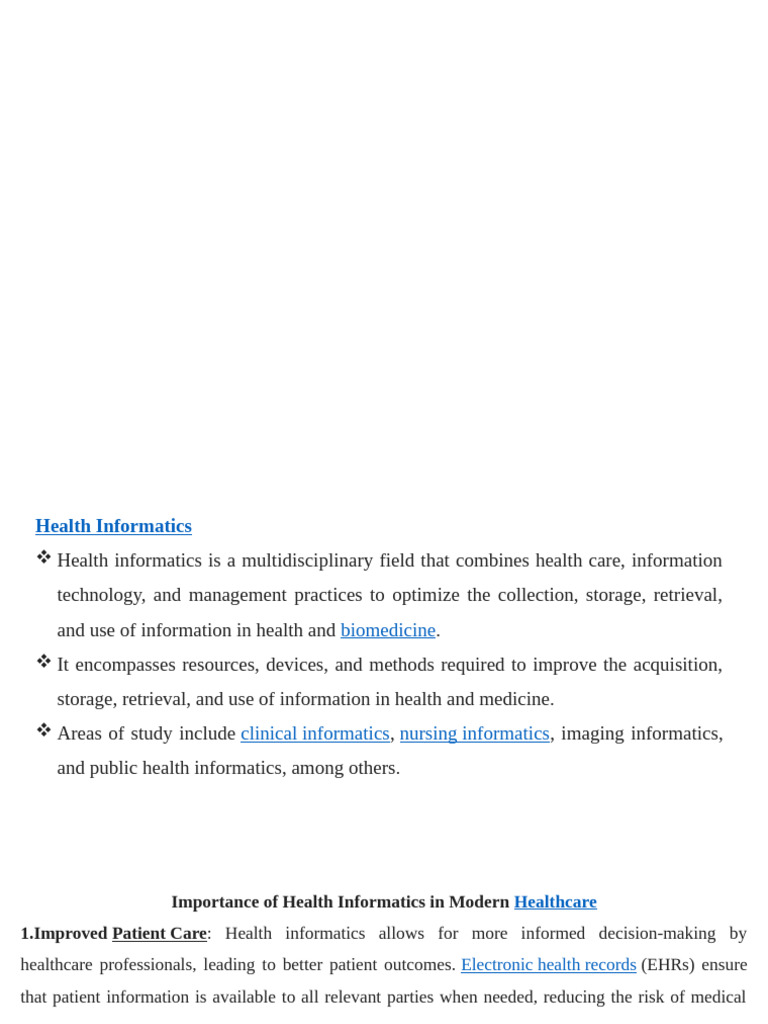 Health Informatics History | PDF | Health Informatics | Medical Imaging