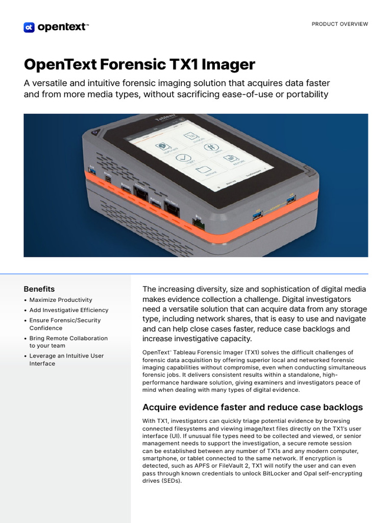 Tableau TX1 Forensic Imager Kit | PDF | Computer File | Computer Network