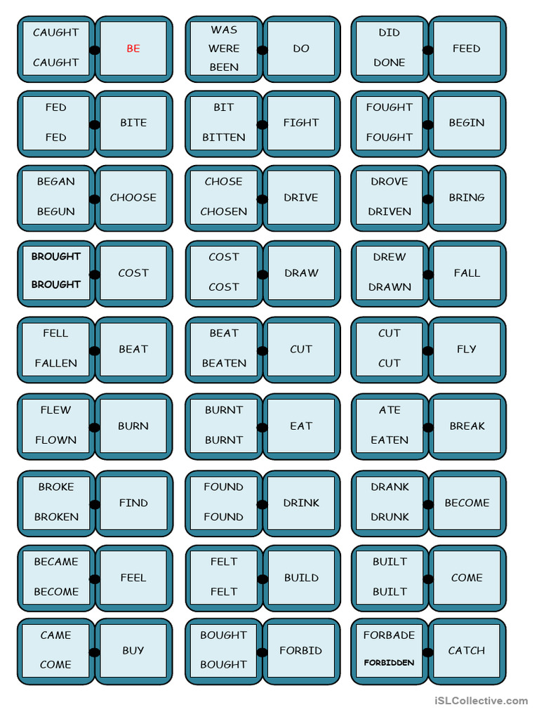 Dominoes - Match The Irregular Verbs - Reinforce Knowledge | PDF