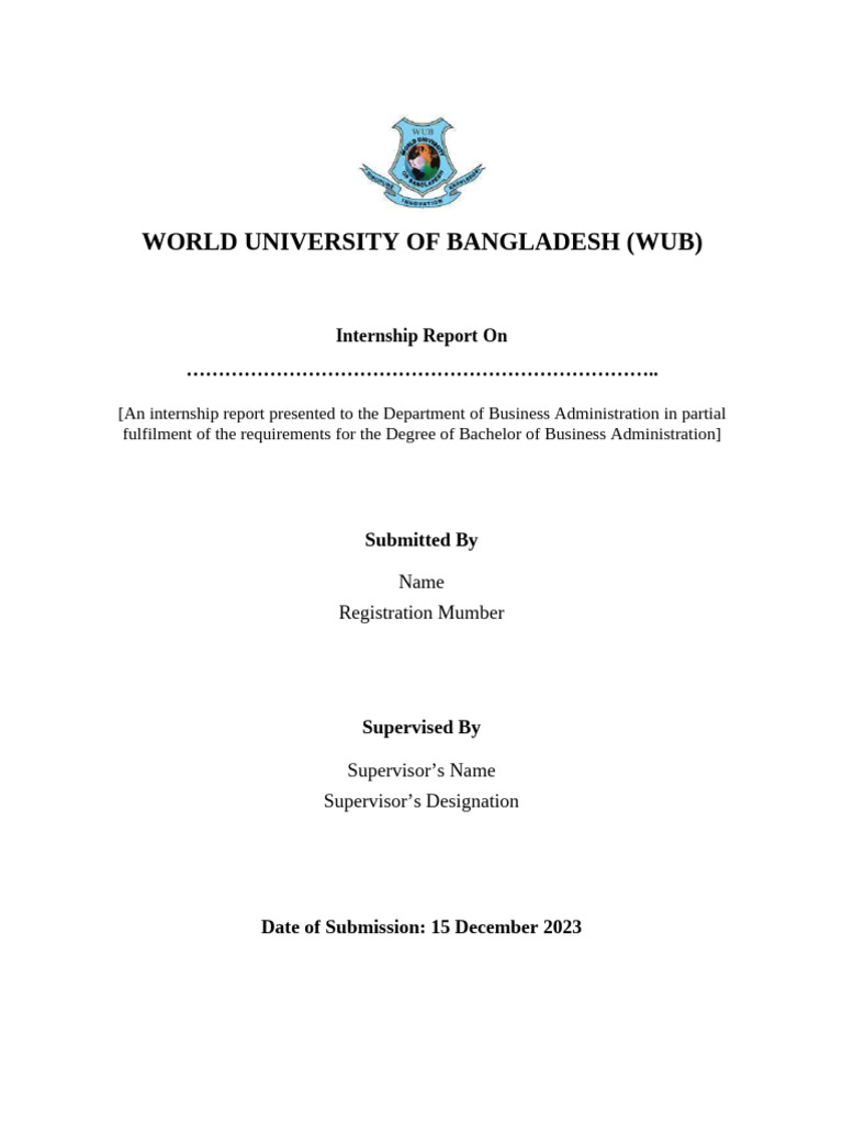 Internship Report: BBA Program Overview | PDF | Corporate Social ...
