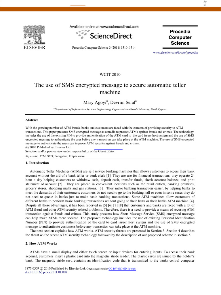 SMS Encryption for ATM Security | PDF | Automated Teller Machine ...