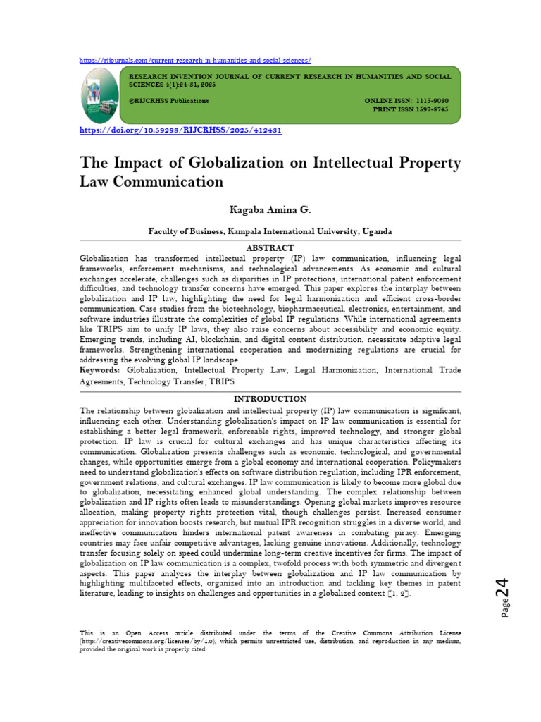 The Impact of Globalization On Intellectual Property Law Communication ...