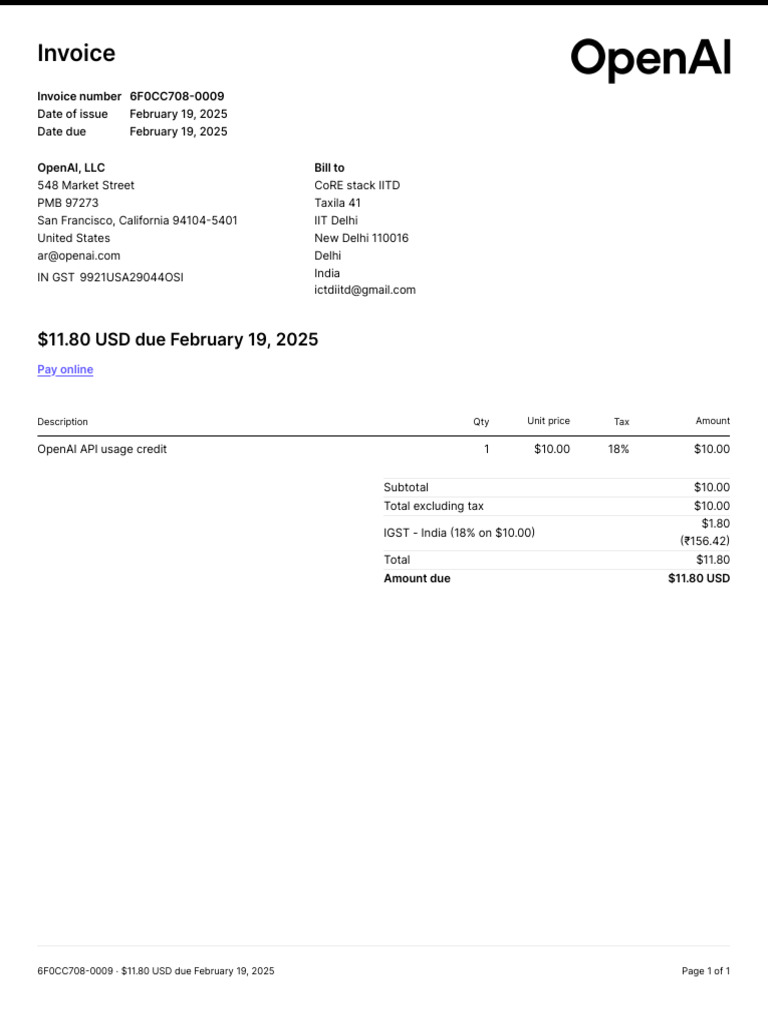 Invoice 6F0CC708 0009 | PDF