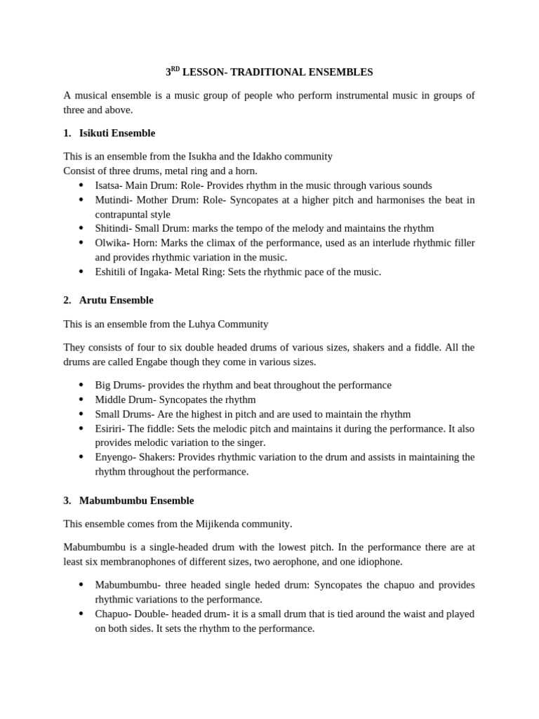 Traditional Ensembles and Role and Functions | PDF | Rhythm | Musical ...