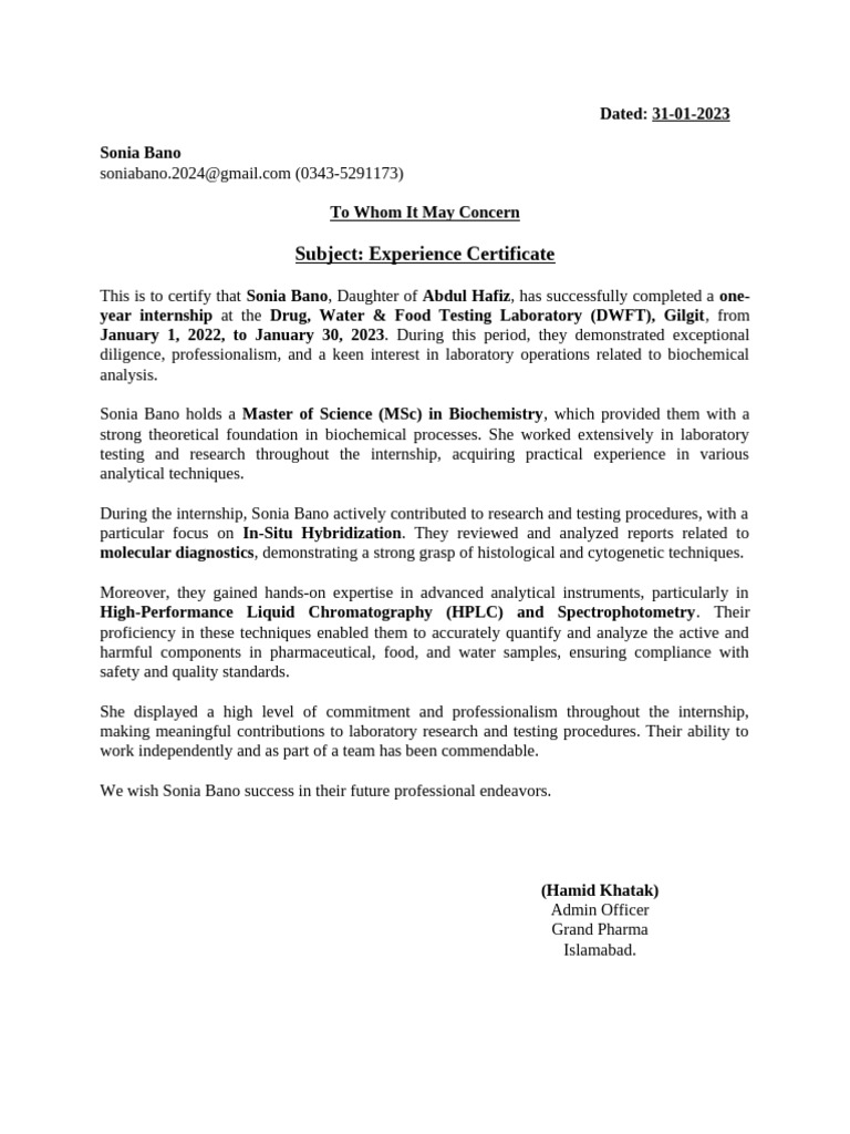 Internship experience | PDF