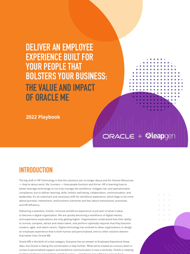 Oracle ME: Transforming Employee Experience | PDF | Human Resource ...