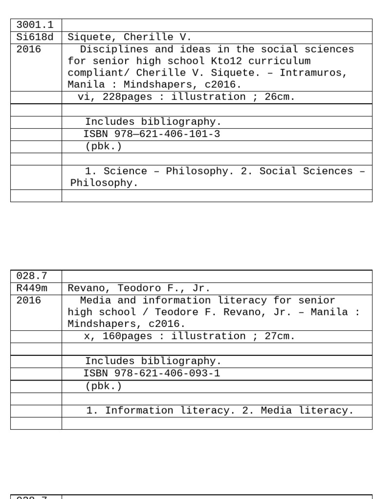 SAMPLE OF CATALOG SLIP FOR THE LIBRAY | PDF