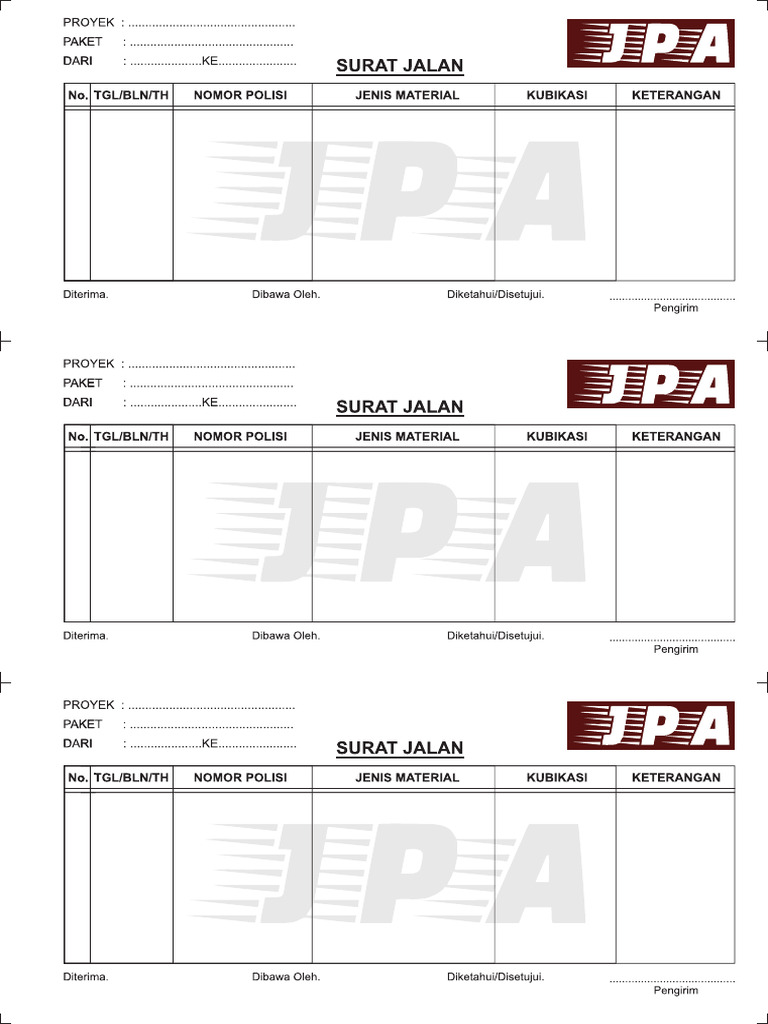 Surat Jalan JPA | PDF