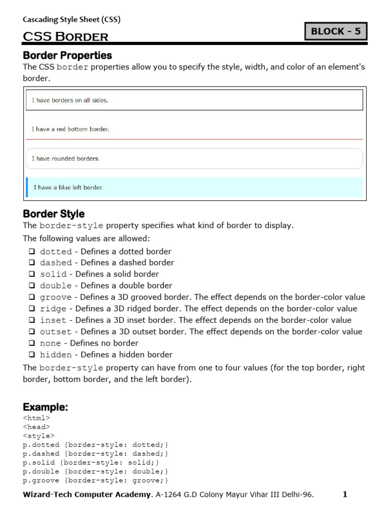 Unit - 5 CSS Border | PDF